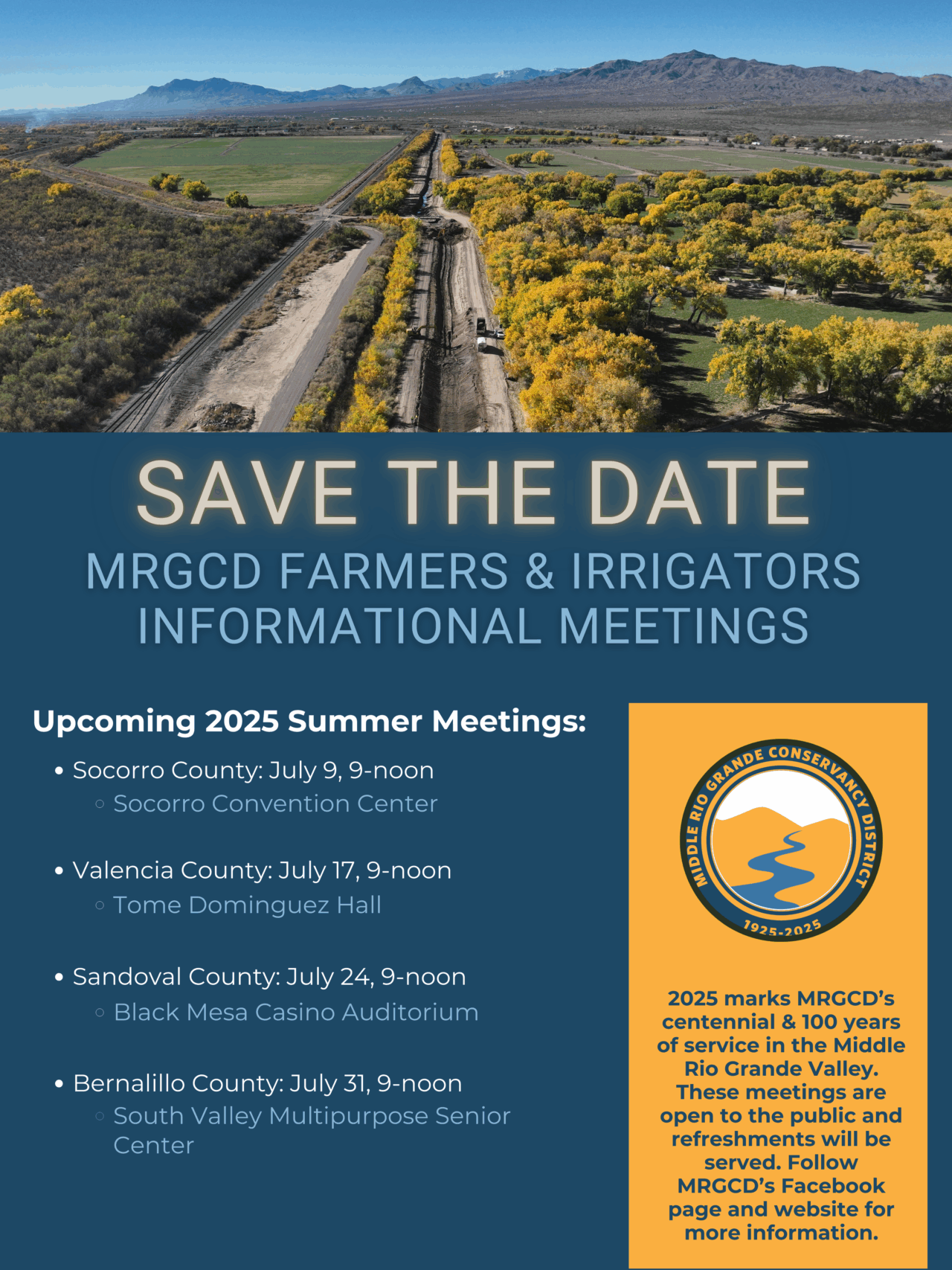 Save the Date: Summer Farmers & Irrigators Info Meetings - MRGCD