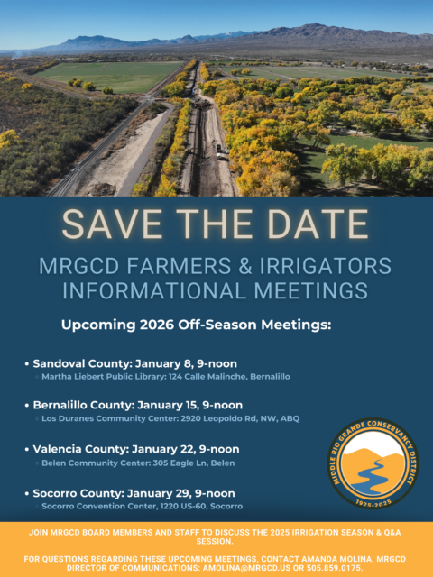 Save the Date: Jan '26 Farmers & Irrigators Meetings - MRGCD