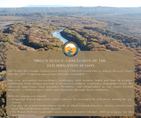 Conclusion of 2025 Irrigation Season - MRGCD